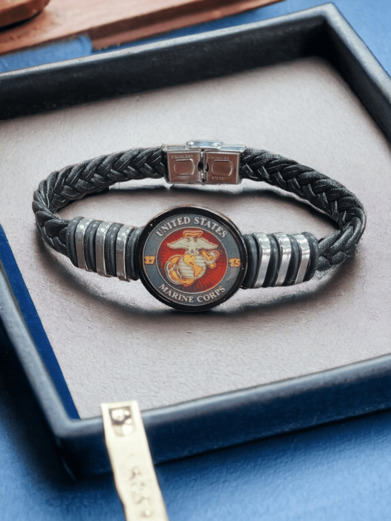 Military Logo Unisex Braided Leather Bracelets: Marine Corps, Army ...