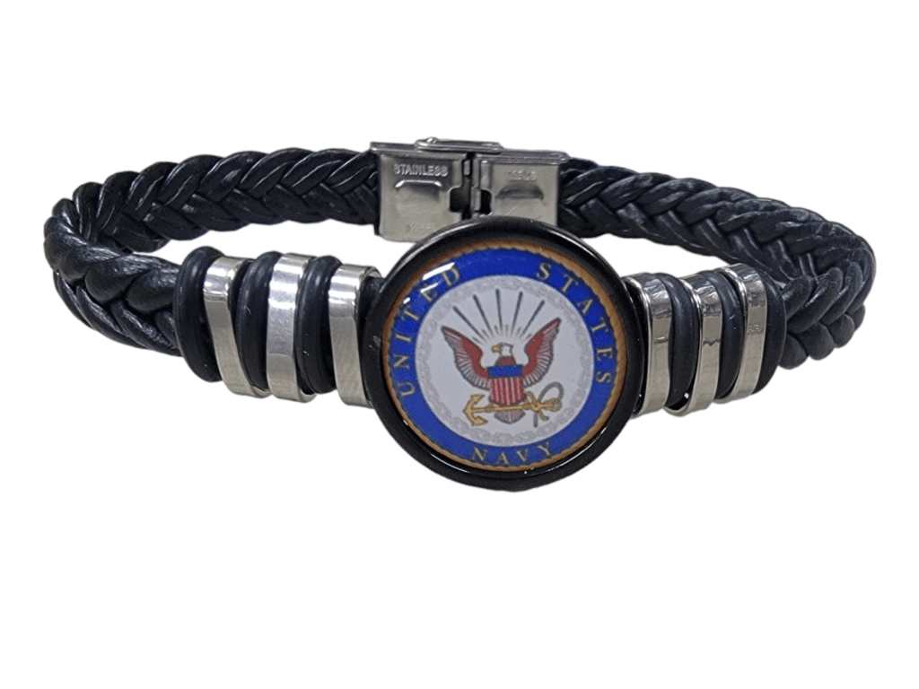 Military Logo Unisex Braided Leather Bracelets: Marine Corps, Army ...