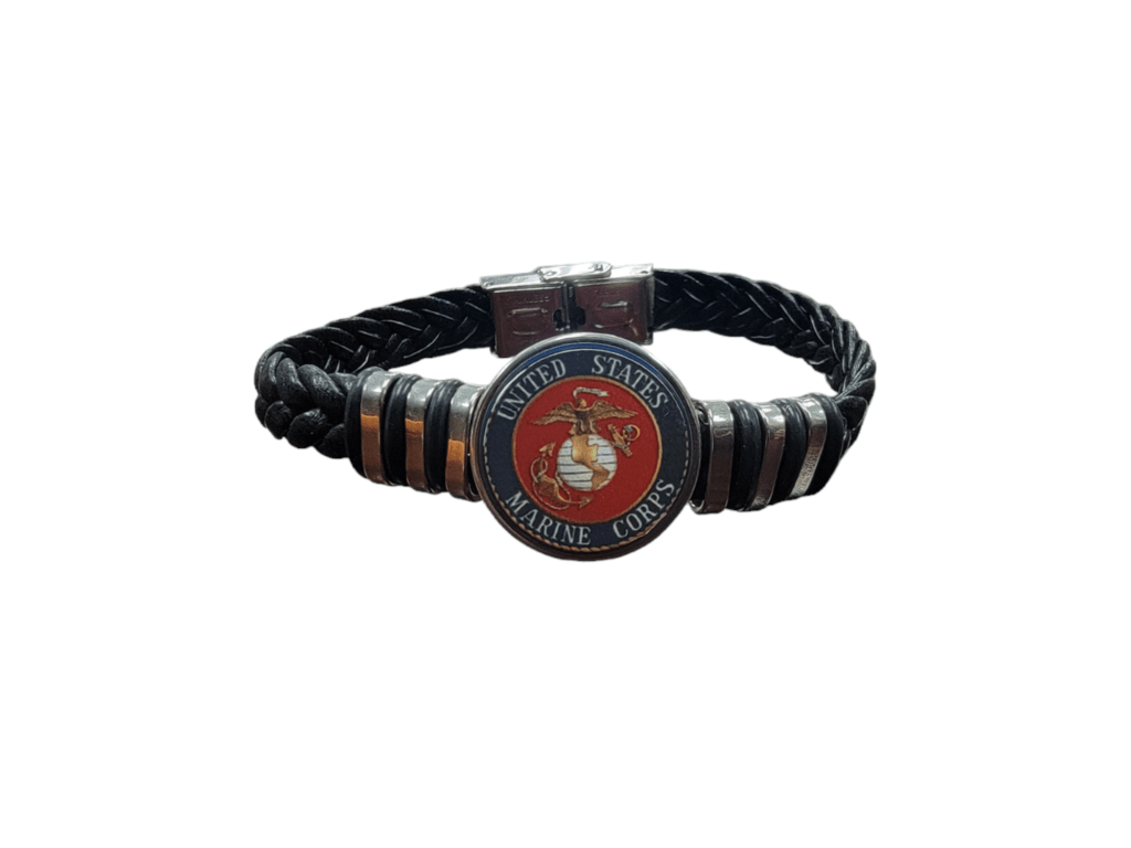 Military Logo Unisex Braided Leather Bracelets: Marine Corps, Army ...